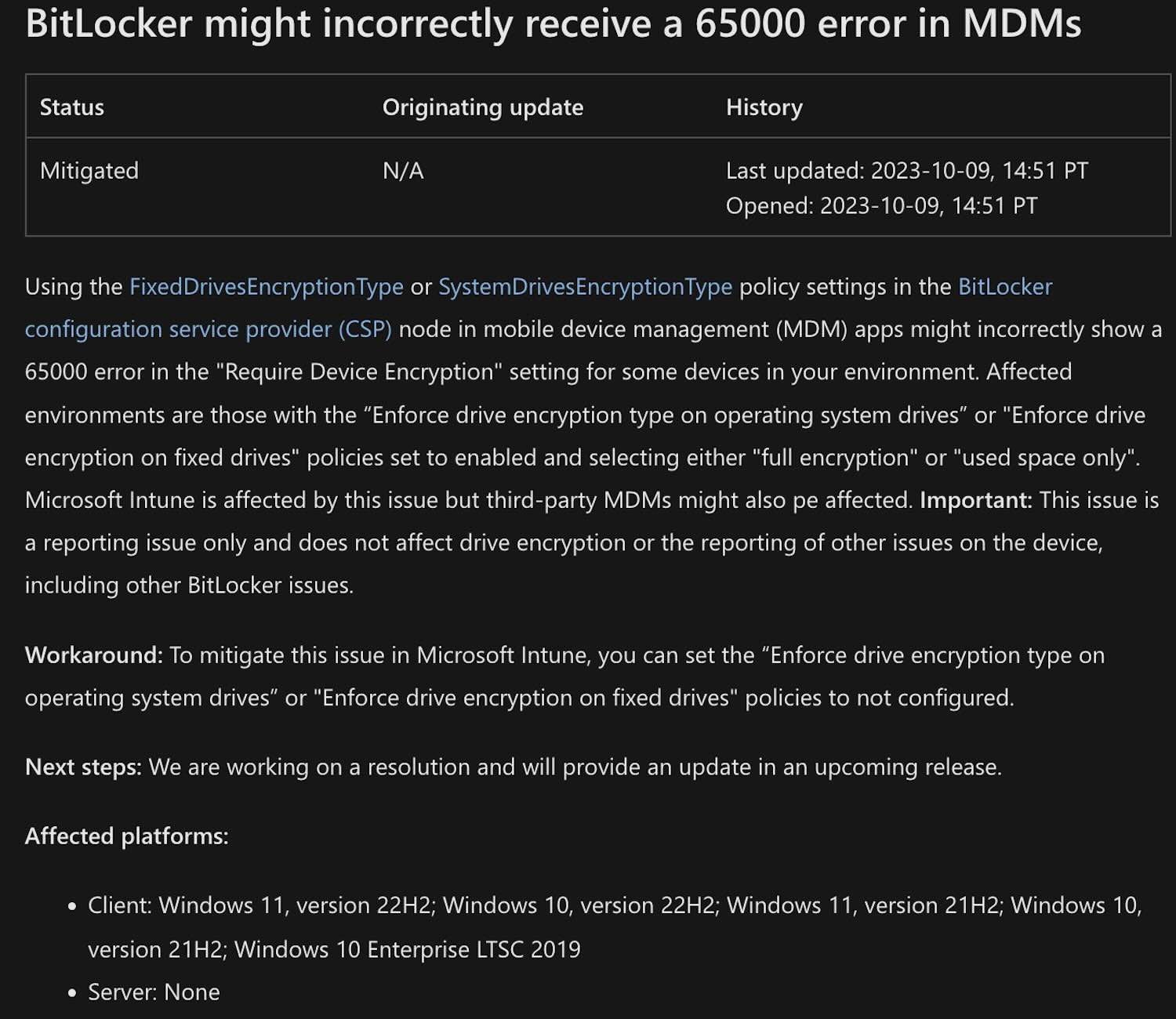 Microsoft thừa nhận hệ điều hành Windows 11/10 đang gặp vấn đề mã hóa ...